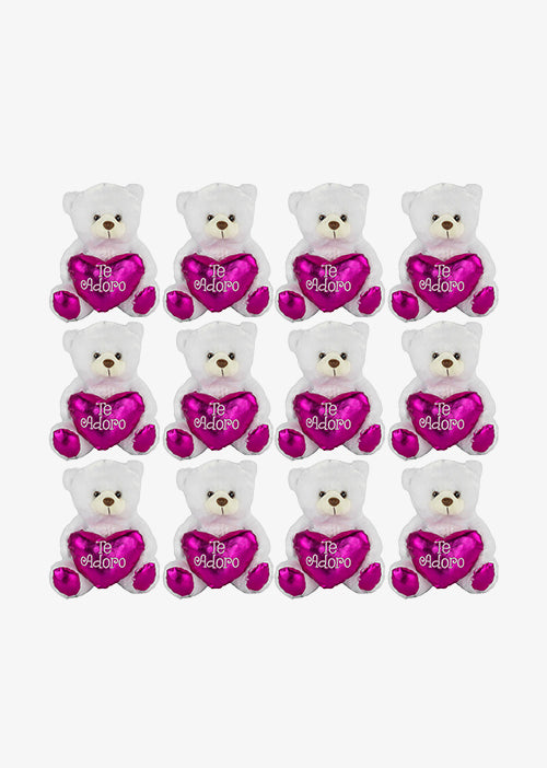 Set de 12 Piezas Osito Toby Blanco Te Adoro 23 cm